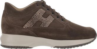 Hogan Leder-Sneaker mit Strass - - Shoes - Damen - Braun - 36 EU