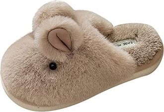 Generic Pantoufles fantaisie en forme de lapin pour filles et femmes, chaussons fantaisie en forme de animal, pantoufles pelucheuses et boucl&eacute;es en mousse &agrave; m