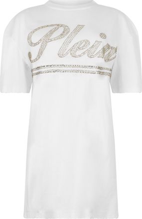 Philipp Plein Open Back T-Shirt Dress Strass Signature