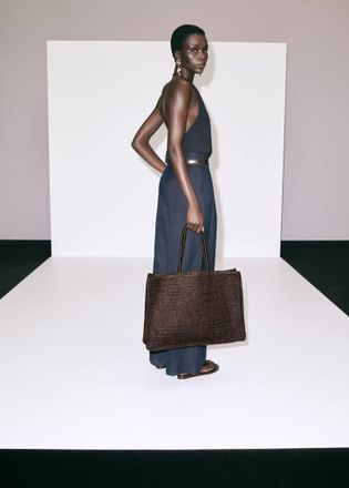 Mango Sac cabas fibre naturelle chocolat - Femme - Taille unique - MANGO