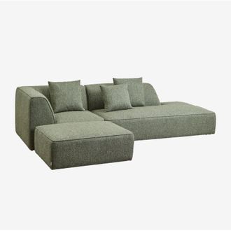 Sklum Cardea 2-teiliges modulares Ecksofa mit Chaiselongue rechts und gepolstertem Hocker