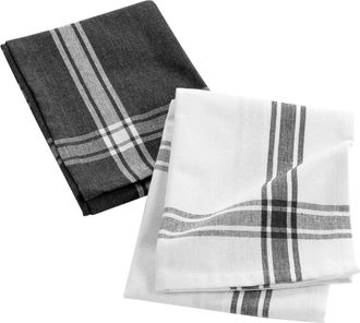 Douceur d'Int&eacute;rieur 2 Geschirrt&uuml;cher, 50 x 70 cm, recycelte Baumwolle, Stoff f&uuml;r K&uuml;che, Anthrazit&auml;t