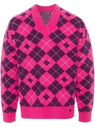 Acne Studios Pullover mit Argyle-Intarsie - Rosa