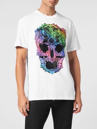 Philipp Plein T-shirt en coton avec imprim&eacute; Skull et cristaux appliqu&eacute;s