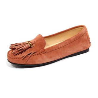 Tod's Dunkler antiker Wildleder-Loafer mit Fransen - - Shoes - Damen - Rosa - 36 EU