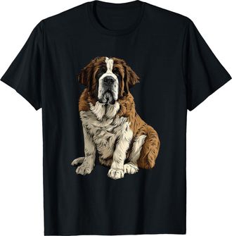 Whyitsme Design Braun-wei&szlig;e Bernhardiner-Illustration T-Shirt