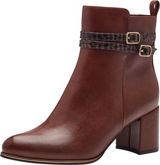Marco Tozzi Damen Stiefeletten mit Absatz Vegan Spitz, Braun (Cognac Comb), 38 EU