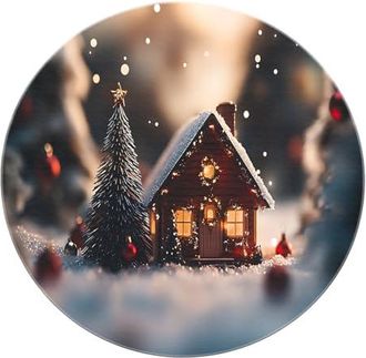 Generic Modes Modernes, Tapis Arbre No&euml;l et Boule Chalet, Tapis Ronds pour Chambre dEnfant, Salon, d&eacute;coration int&eacute;rieure Lavable et antid&eacute;rapant &agrave; Poils Ras 2