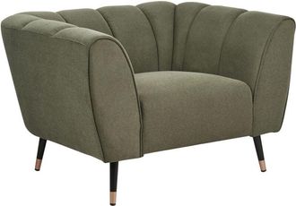 Beliani Sessel Grün aus Stoff Gepolstert mit Tiefem Breitem Sitz Modern Gemütlich Polstersessel Stoffsessel Wohnzimmermöbel