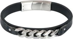 iXXXi Men Bracelet en cuir pour homme Eirwen argent mat | 19cm, Small, Acier inoxydable, Pas de gemme
