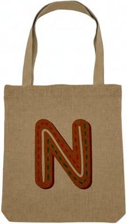 Fabulous Sac Shopping Tote Bag Aspect Lin - N Noemie Nicolas Lettre Alphabet Pr&eacute;nom Noel Enfant - Sac de Courses Toile Epaisse 360g Beige Naturel Cabas Port&eacute; E