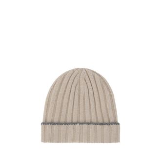Brunello Cucinelli Mens Beige Cashmere Beanie Accessory