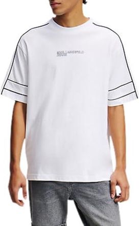 Karl Lagerfeld Karl Lagerfeld Jeans, Homme, T-Shirt Décontracté À Manches Courtes Et Passepoil, Coupe Décontracté, Blanc, M
