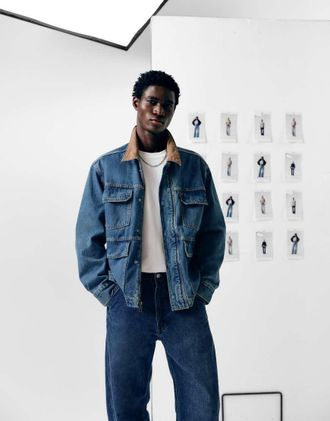 Levi's East Port veste de travail en jean d&eacute;lavage moyen-Bleu