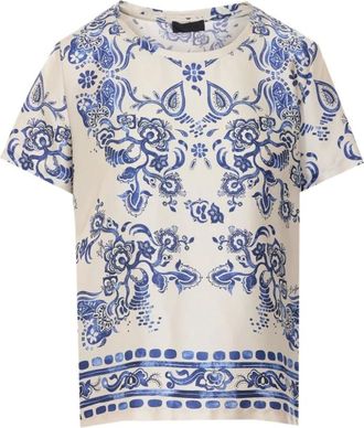 Liu Jo Femme, Tops, Multicolore, Taille: 42 FR T-shirt &agrave; Col Rond Imprim&eacute;