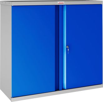 Phoenix SC-Serie SC1010GBK Schreibwarenschrank mit 2 T&uuml;ren, 1 Regal, Blau mit Schl&uuml;sselschloss