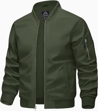 KEFITEVD Hommes Casual Bomber Veste De Baseball Dété Mince Vestes Manteaux Militaires avec Multi Pochettes,Armée Vert,3XL/étiquette taille 4XL