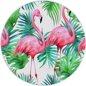Generic Tapis Rond Salon, Biologie Tropicale des Flamants Roses Tapis de Sol D&eacute;coration Antid&eacute;rapant 120 cm (Round) Tapis de Sol D&eacute;coration Antid&eacute;rapant Rose