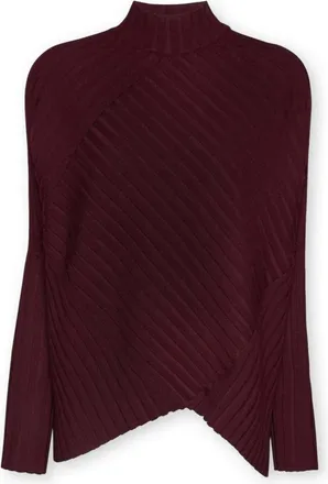 Elena Miro Femme, Pulls, Rouge, Taille: 42/44 FR Pull ample en maille c&ocirc;tel&eacute;e fantaisie