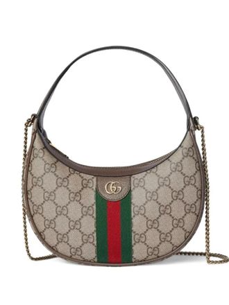 Gucci Hobo Bags - Crescent-Shaped Monogram Canvas Bag With Chain Str - Gr. unisize - in Grau - f&uuml;r Damen