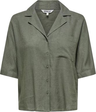 Only Damen Onltokyo Life Ss Linen Bl Shirt PNT Noos, Mulled Basil, XXX-Large
