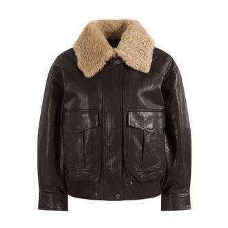 Max Mara Calata Leder Bomberjacke - - Jackets - Damen - Braun - S
