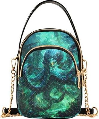 Mnsruu Sac à bandoulière pour femme - Motif pieuvre - Épave de bateau - Sac à dos nautique côtier - Petit sac à bandoulière avec sangle réglable