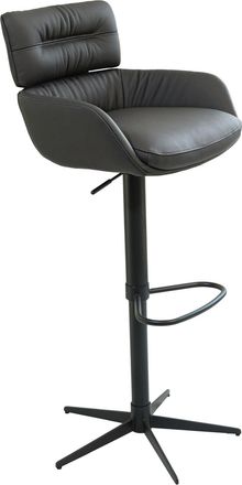 Dieter Knoll Collection Barhocker, Schwarz, Metall, Leder, Echtleder, Rindleder, Drehkreuz, 54x105x53 cm, SGS-geprüft, Sitzfläche 360° drehbar, Esszimmer, Barmöbel, Barhocker