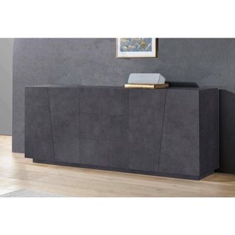 Dmora Modernes Sideboard mit 4 T&uuml;ren und 3 Schubladen, Made in Italy, K&uuml;chen-Sideboard, Wohnzimmer-Design-Buffet, cm 220x43h86, Farbe Aschgrau - Dmora