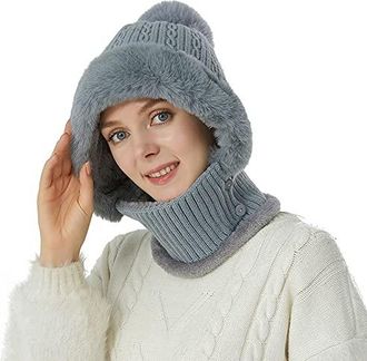 Generic Chapeau pour femme - Bonnet tricot&eacute; simple et polyvalent - Protection auditive chaude - Bonnet dhiver pour gar&ccedil;on, gris, M