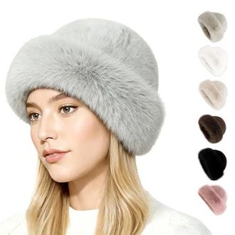 Generic Chapeau cloche dhiver en fausse fourrure pour femmes, chapeau cloche dhiver en fausse fourrure, chapeau chaud en peluche de vison pour filles et femme