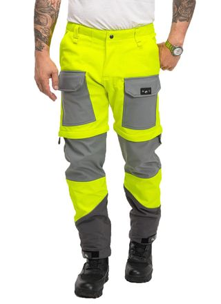 Rock Creek Herren Softshell Hose Cargohose Outdoorhose Wanderhose Herrenhose Wasserdicht Zip-Off Shorts Winterhose Trekkinghose H-309 Neongelb 3XL