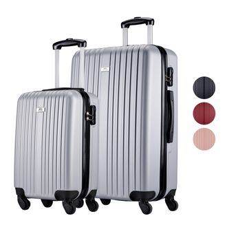 Slazenger Kofferset 2 Teilig - Handgep&auml;ck Koffer und Reisekoffer (M + XL) - ABS Trolley Hartschalenkoffer Set mit 360&deg; R&auml;dern - Kombinationsschloss - Silber