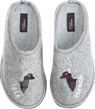 Brandsseller Chaussons en feutre pour homme Motif cerf, gris clair, 43 EU
