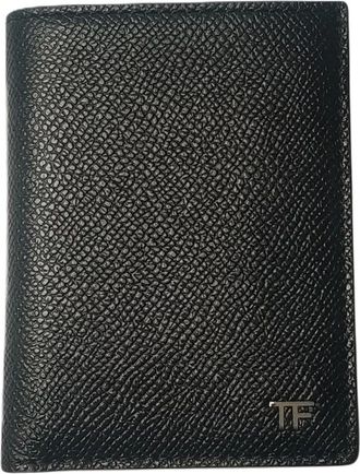 Tom Ford Homme, Accessoires, Noir, Taille: ONE Size Porte-cartes Pliant en Cuir Grain&eacute; Fin