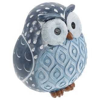 FOMIYES Blaues Eulen Harzornament Tischdekoration Wohn und B&uuml;rodeko Langlebige Resin Skulptur