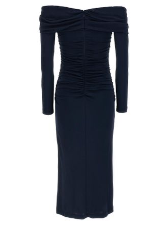 Carolina Herrera Womens Blue Marabou Midi Dress