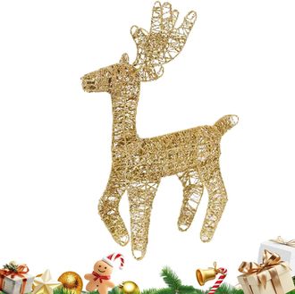 Generico Beleuchtetes Rentier: Vorbeleuchtete Glitzer-Skulptur, Weihnachtsfigur aus rostbest&auml;ndigem Metall, gl&auml;nzende Fu&szlig;dekoration, Winterhof-Display | Ideal 