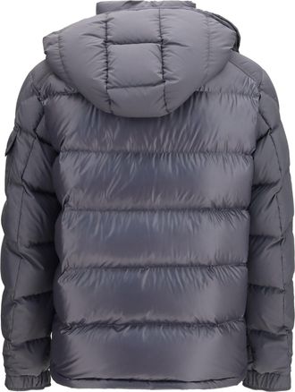 Moncler Mens Maya Short Padded Hooded Jacket Dark Grey