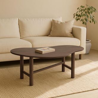 Oviala Table basse d&eacute;cor m&eacute;lamin&eacute; marron