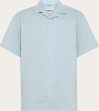 Knowledge Cotton Apparel Herren vegan Hemd Kurz&auml;rmlig Box Fit Skyway Blau