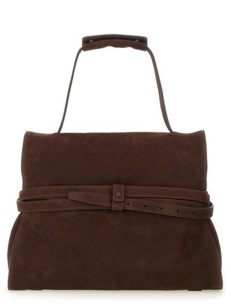 Moschino Womens Tie Me Medium Bag Brown Calf Leather Shoulder