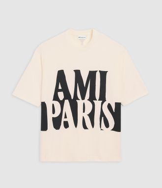 Ami T-Shirt With Ami Paris Print Blanc Creme