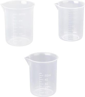 Generic 50 150 250 ml Transparente Kunststoff Labor Messbecher 3 Stk. Messbecher Werkzeug