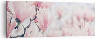 Arttor Panorama Bilder auf Leinwand Magnolie Blumen Rosa Leinwandbild 140x50cm Wandbilder Dekoration Wohnzimmer Schlafzimmer Küche Groß XXL Wanddeko Bild Wan