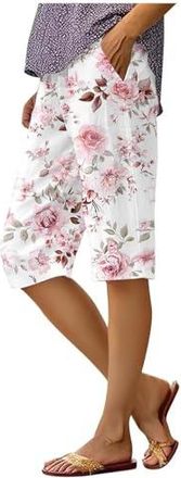 Generic Short d&eacute;t&eacute; l&eacute;ger pour femme - Motif floral - Loisirs - Short de course - Short de plage - Avec poche - Motif floral - Tenue de loisirs - Pour lext&eacute;rie