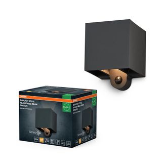 Osram ENDURA STYLE ADJ BEAM Au&szlig;enbeleuchtung, 2,5W, 180lm, dunkelgrau, indirekte Beleuchtung, Bewegungsmelder, Tageslichtsensor, IP54 Schutzklasse, 3.000K F