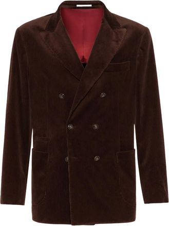 Brunello Cucinelli blazer en velours côtelé - Marron