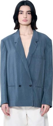 Christophe Lemaire Femme, Vestes, Gris, Taille: 42 FR Blazer Crois&eacute; L&eacute;ger