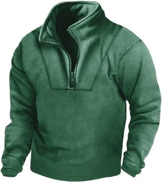 Generic Pull en polaire pour homme | Sweat-shirt militaire &agrave; demi-fermeture &eacute;clair | Vestes tactiques en polaire pour lext&eacute;rieur, pull de combat &agrave; col polo &agrave; 